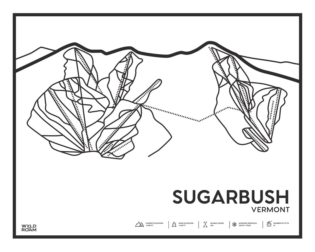 Sugarbush Printable Ski Map, Sugarbush Mountain Trail Map, Mountain ...