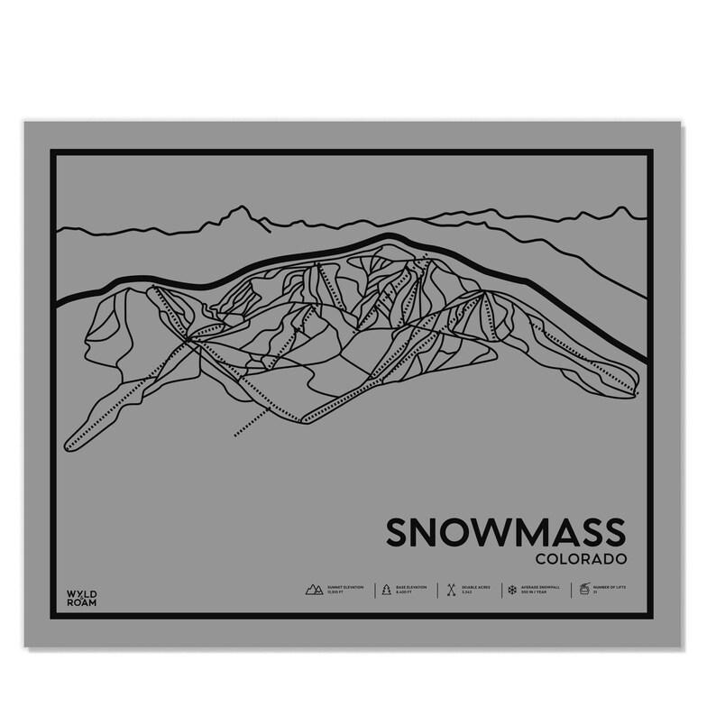 Snowmass Trail Map - Etsy