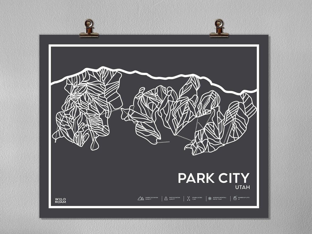 Park City Printable Ski Map, Park City Trail Map, Mountain Wall Art ...