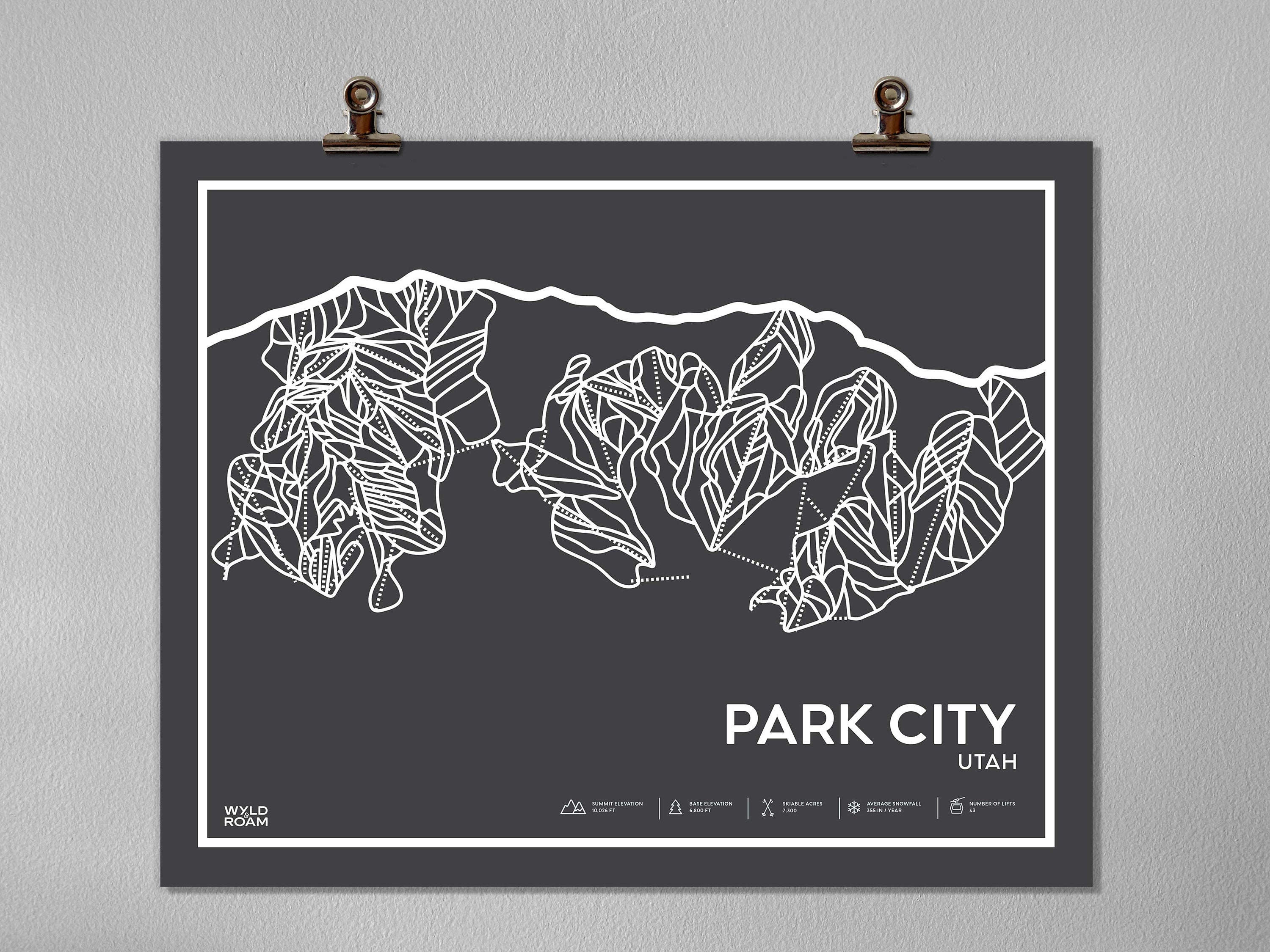 Park City Printable Ski Map, Park City Trail Map, Mountain Wall Art ...