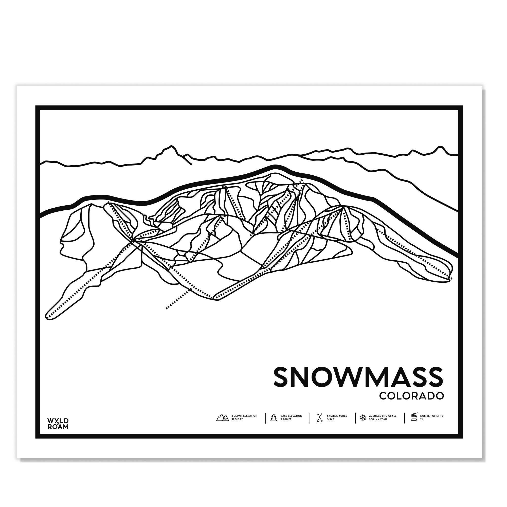 Snowmass Trail Map - Etsy