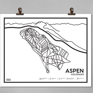 Aspen Printable Ski Map Art, Aspen Trail Map, Aspen Wall Art, Aspen ...