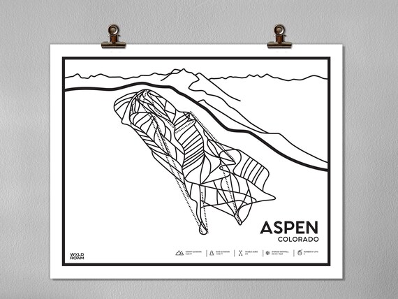 Aspen Printable Ski Map Art Aspen Trail Map Aspen Wall Art - Etsy