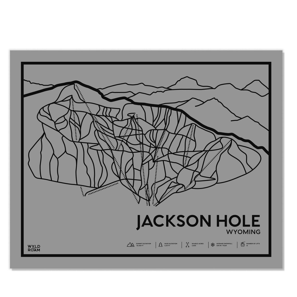 Jackson Hole Trail Map - Etsy