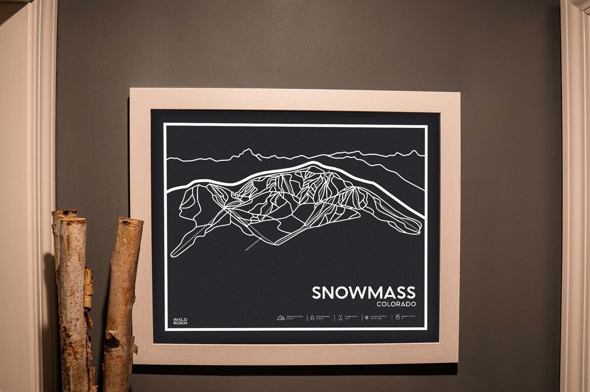 Snowmass Printable Ski Map, Snowmass Trail Map, Mountain Wall Art ...