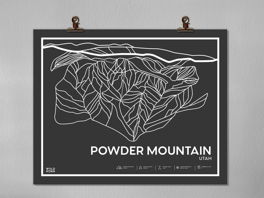 Powder Mountain Printable Ski Map, Powder Mountain Trail Map, Wall Art ...