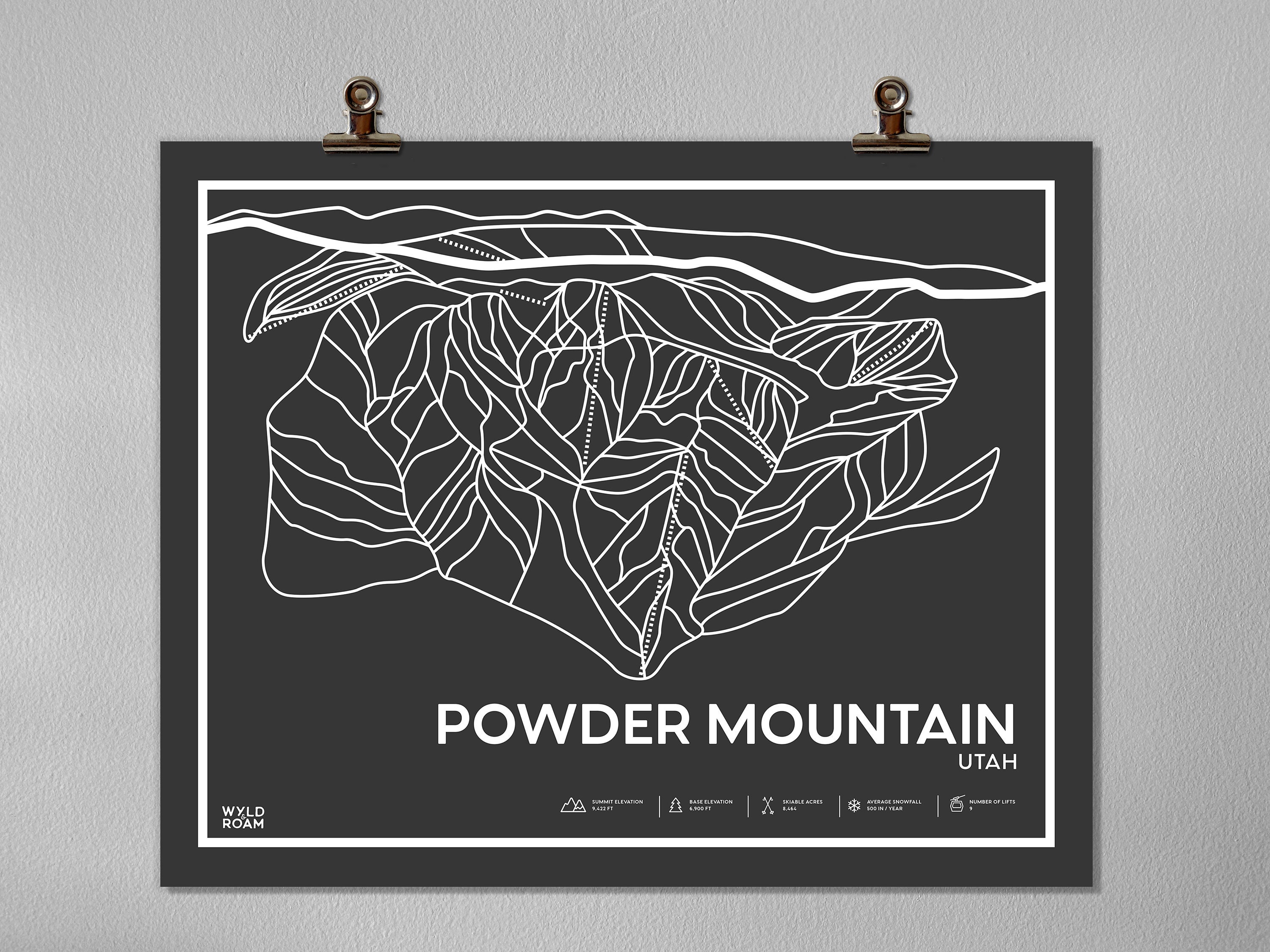 Powder Mountain Printable Ski Map, Powder Mountain Trail Map, Wall Art ...