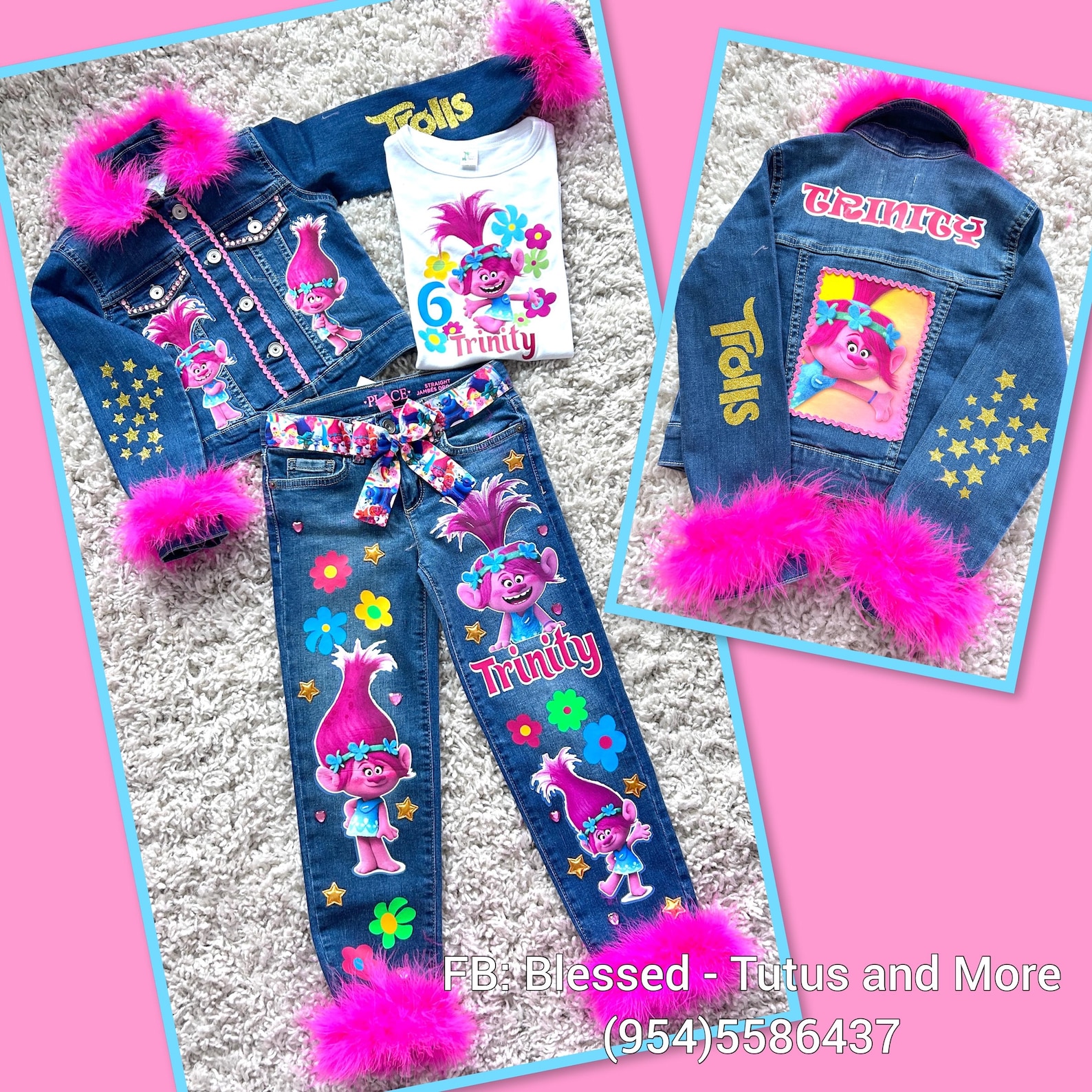 Trolls Outfit - Trolls Jeans - Trolls Denim Set - Trolls Jeans Set ...
