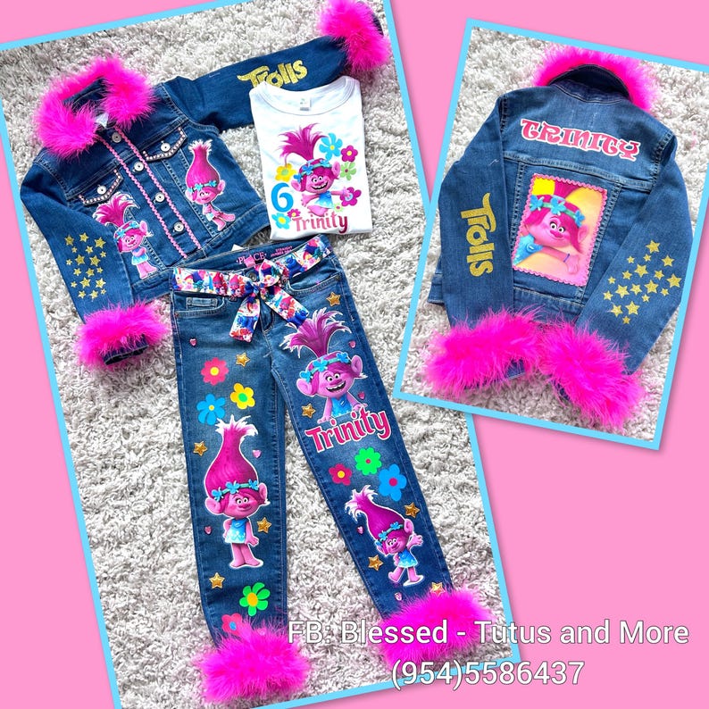 Trolls Outfit - Trolls Jeans - Trolls Denim Set - Trolls Jeans Set ...