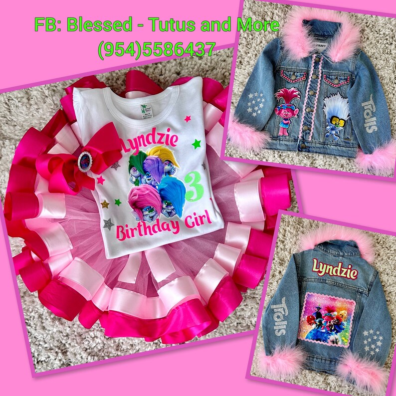 Trolls Tutu Set - Tutu Set - Custom Tutu Set - Multicolor Tutu Set ...