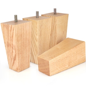 Square Furniture Legs Set of 4, Premium 3, 4, 5, 6, 8, 10, 12 Inch Ash ...