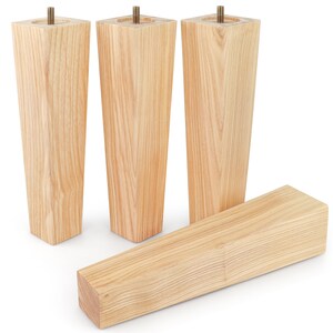 Square Furniture Legs Set of 4, Premium 3, 4, 5, 6, 8, 10, 12 Inch Ash ...