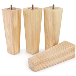 Square Furniture Legs Set of 4, Premium 3, 4, 5, 6, 8, 10, 12 Inch Ash ...