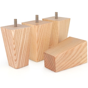 Square Furniture Legs Set of 4, Premium 3, 4, 5, 6, 8, 10, 12 Inch Ash ...