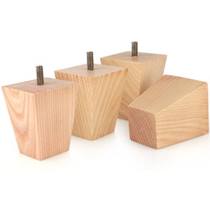 Square Furniture Legs Set of 4, Premium 3, 4, 5, 6, 8, 10, 12 Inch Ash ...