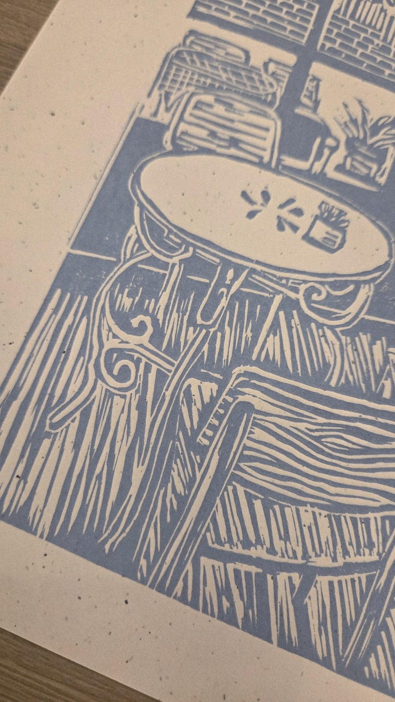 Deli Cafe - Linocut Cafe Print -coffee Shop Wall Art - Handmade Bistro ...