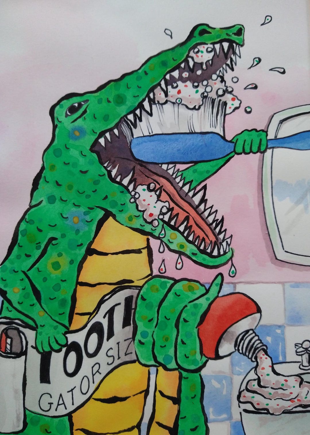 Gator Toothpaste, Original Ink and Watercolor Painting 1990 11 X 14 ...
