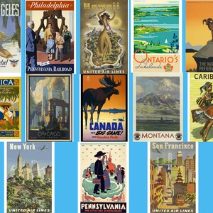GET IT ALL 13 North America Travel Poster Bundle/vintage - Etsy