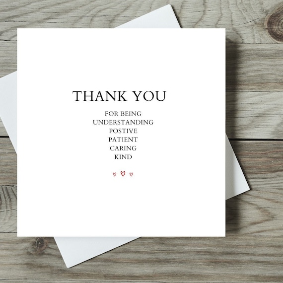 Thank You for Being Understanding Card / Thank You Cards / - Etsy