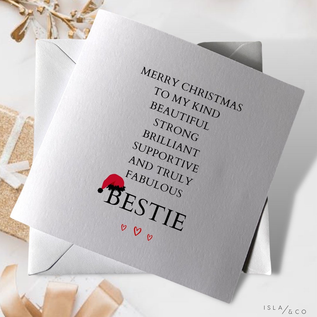 Kind Beautiful Bestie Christmas Card Christmas Cards for Her Christmas ...