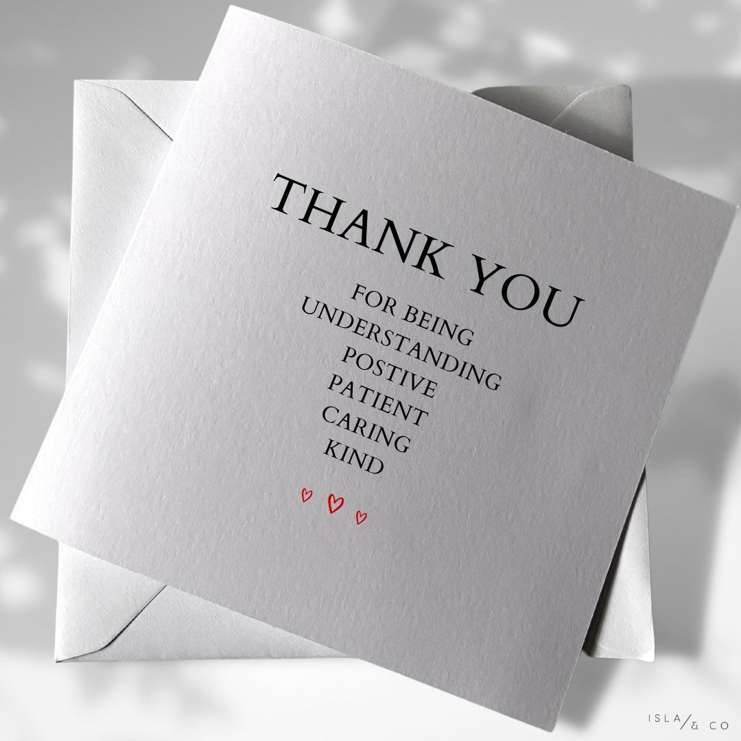 Thank You for Being Understanding Card Thank You Cards Thank You Gifts ...