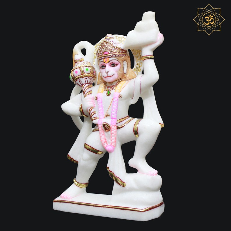 Hanuman Statue, Marble Hanuman Statue in Pure White Natural Marble in ...