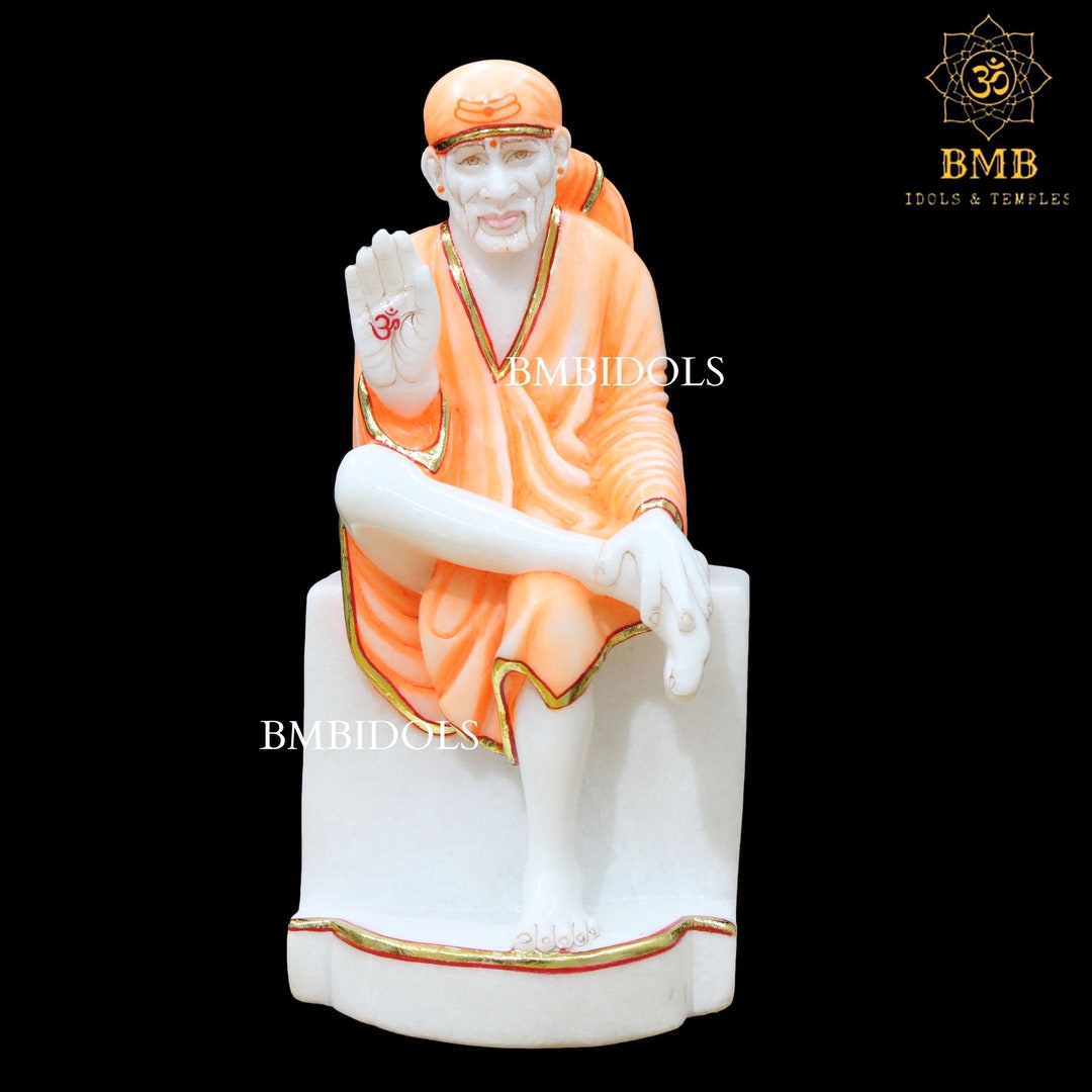 Sai Baba Statue, Marble Sai Baba Idol Made in Natural White Marble in ...
