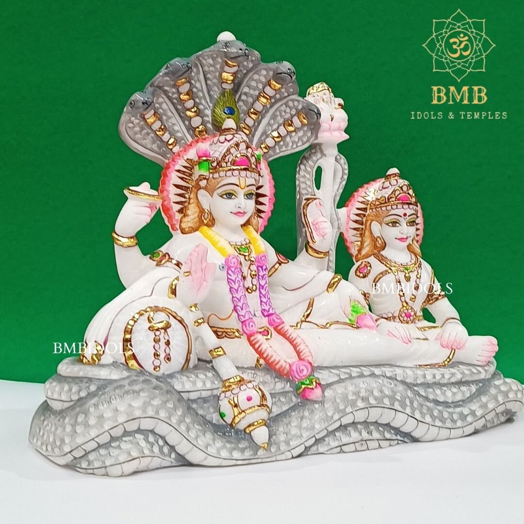Lakshmi Narayan Statue, Marble Laxmi Narayan Murti Made in Pure White ...
