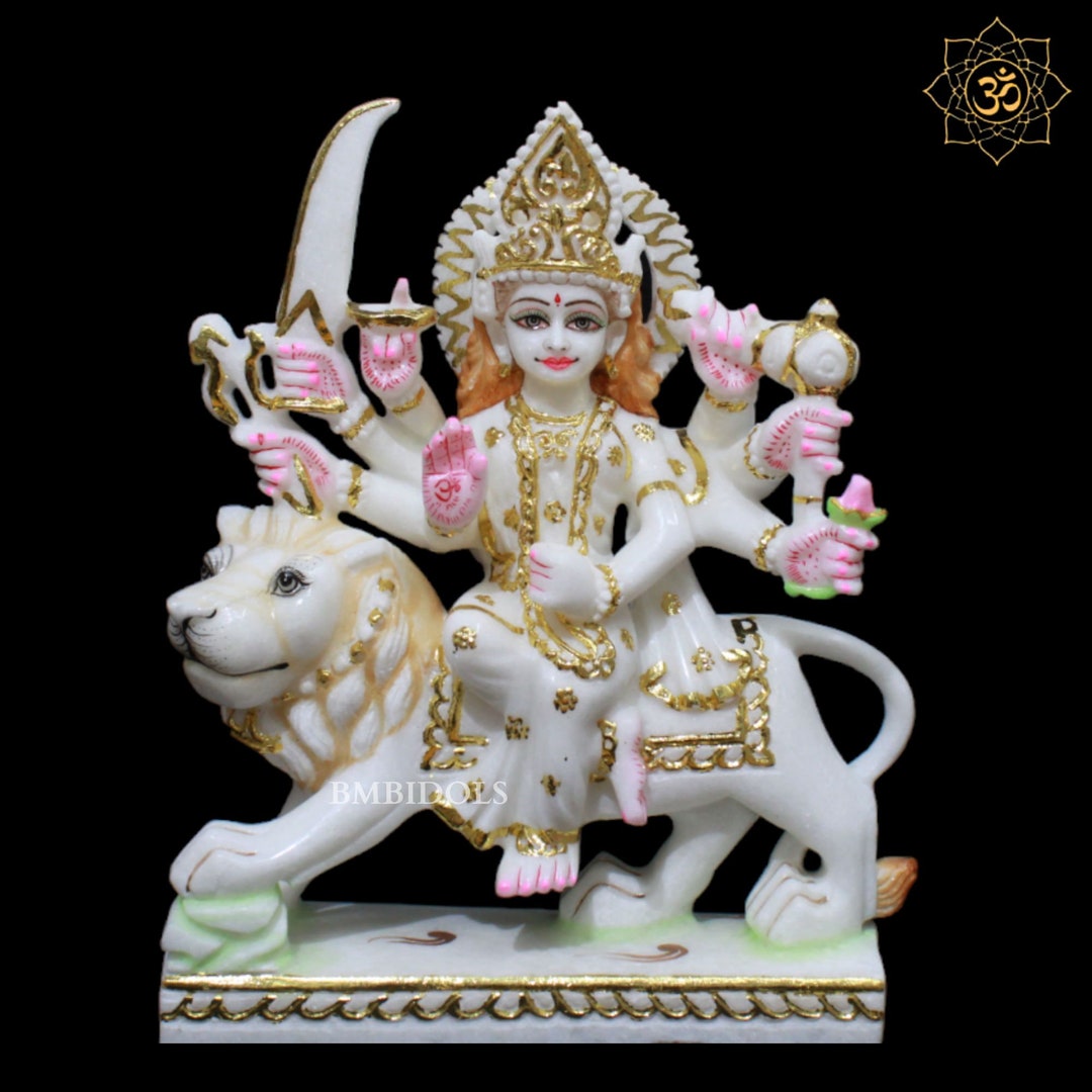 Durga Statue, Marble Durga Maa Statue Made in 12inches Makrana Marble ...