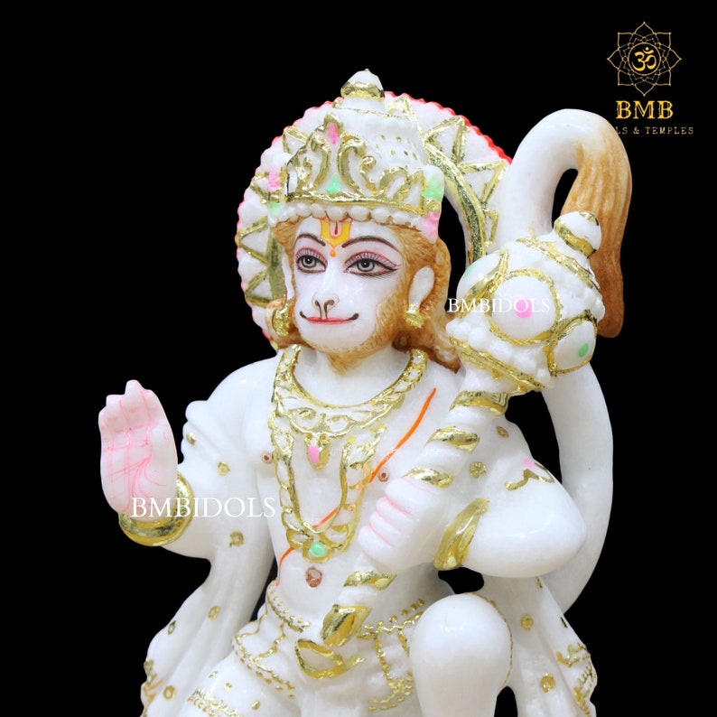 Hanuman Statue, Marble Hanuman Murti in Small in 9inch for Home and Temples, Marble Hanuman Idol ...