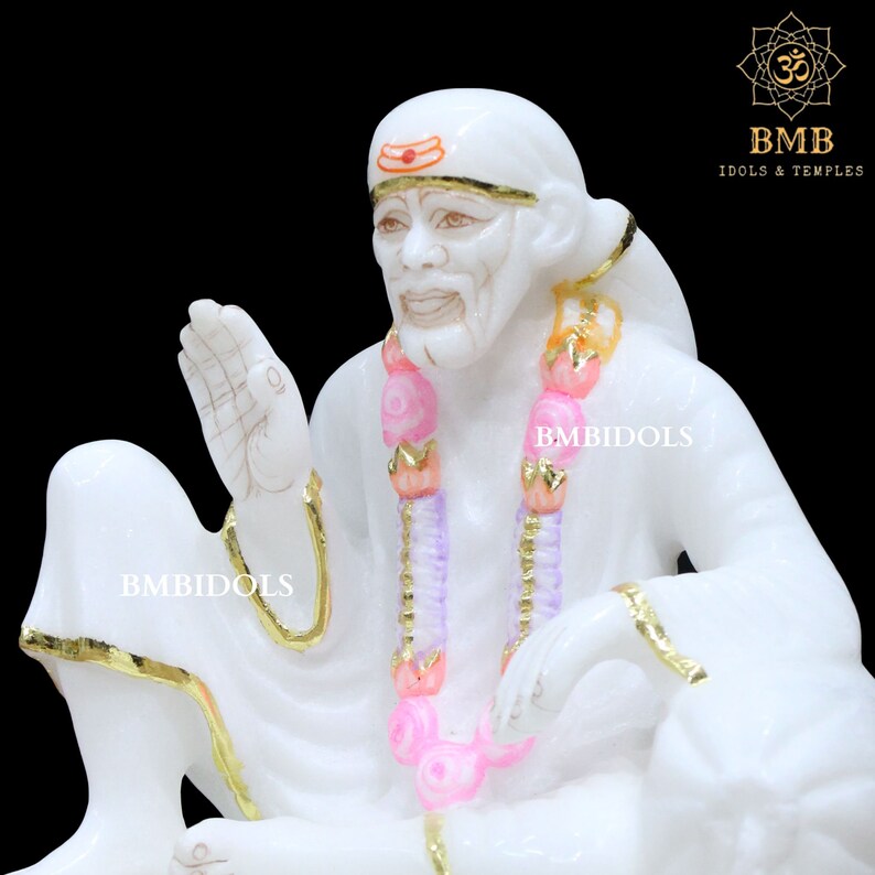 Sai Baba Statue, Marble Sai Baba Idol Made in Natural White Marble in ...
