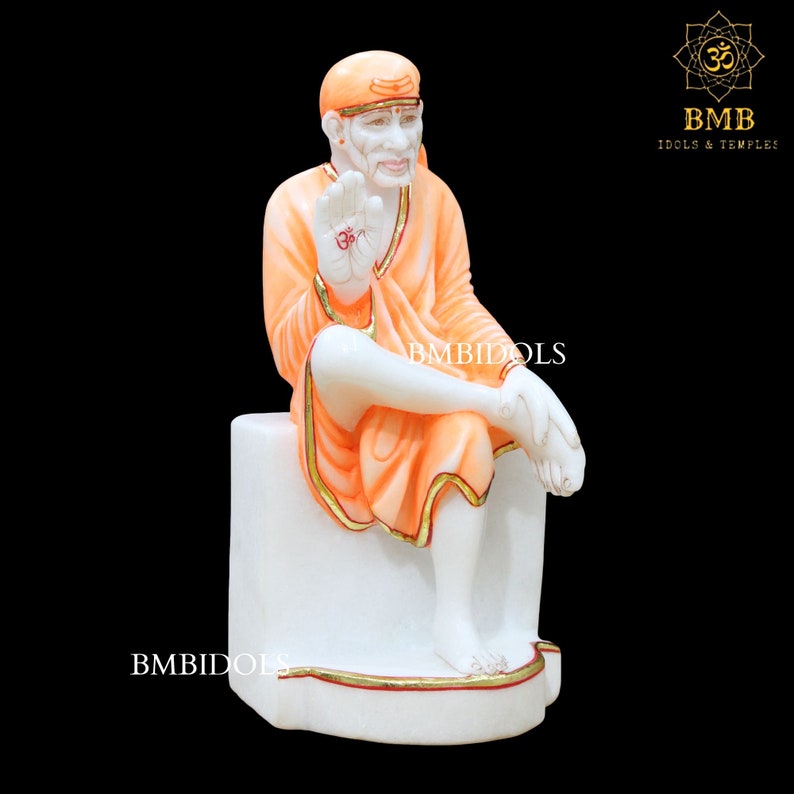 Sai Baba Statue, Marble Sai Baba Idol Made in Natural White Marble in ...