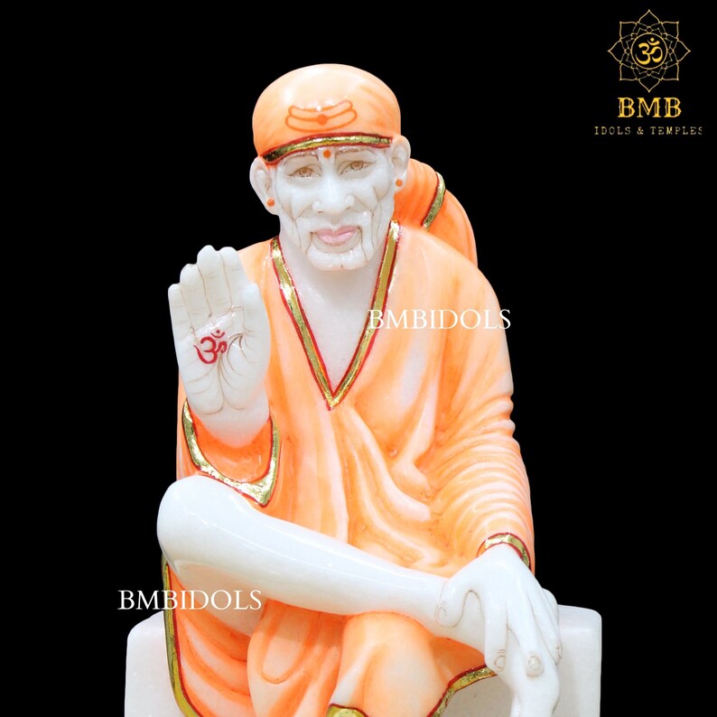 Sai Baba Statue, Marble Sai Baba Idol Made in Natural White Marble in ...