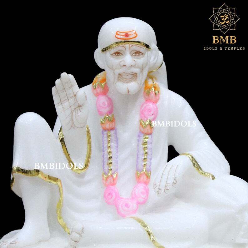 Sai Baba Statue, Marble Sai Baba Idol Made in Natural White Marble in ...