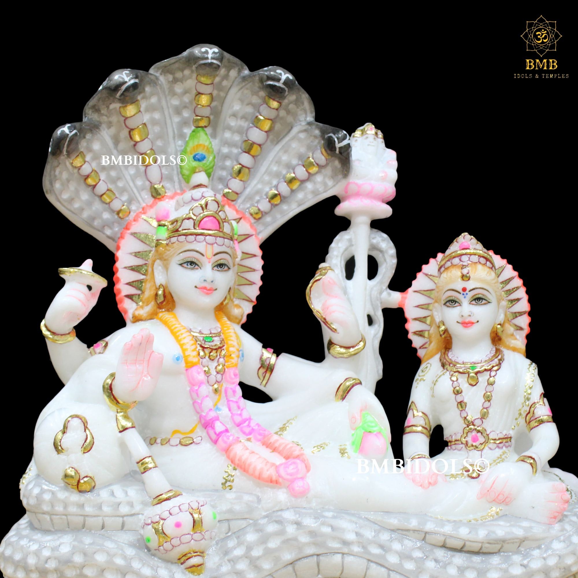 Vishnu Lakshmi Statue, Marble Laxmi Narayan Murti Made in Pure White ...