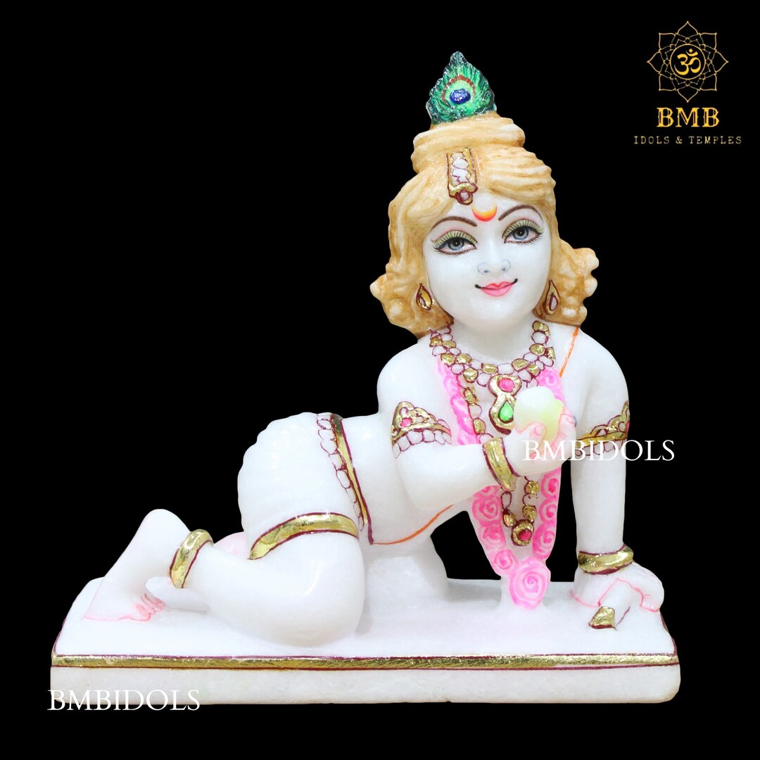 Krishna Statue, Makrana Marble Laddu Gopal Statue Made in Natural ...