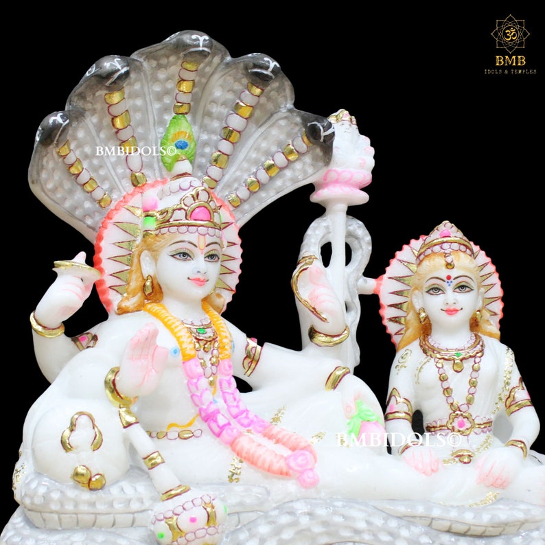 Vishnu Lakshmi Statue, Marble Laxmi Narayan Murti Made in Pure White ...