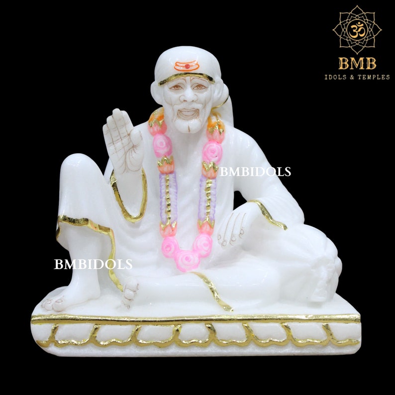 Sai Baba Statue, Marble Sai Baba Idol Made in Natural White Marble in ...