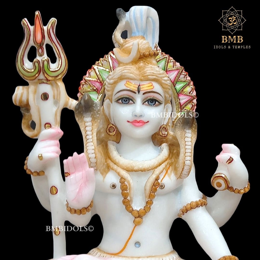 Shiva Statue, Marble Shiva Idol Made in Pure White Makrana Marble in ...