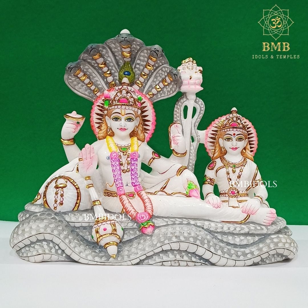Lakshmi Narayan Statue, Marble Laxmi Narayan Murti Made in Pure White ...
