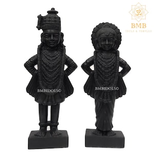 Vitthal Rukmini Statue, Black Vitthal Rukmini Statue Made in Pure Black ...