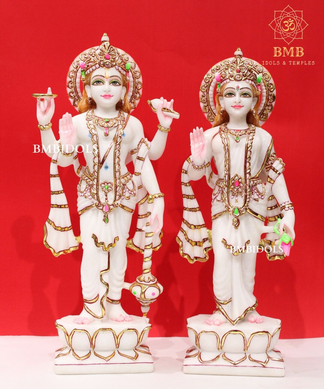 Lakshmi Narayan Statue, Marble Laxmi Narayan Murti Made in Pure White ...