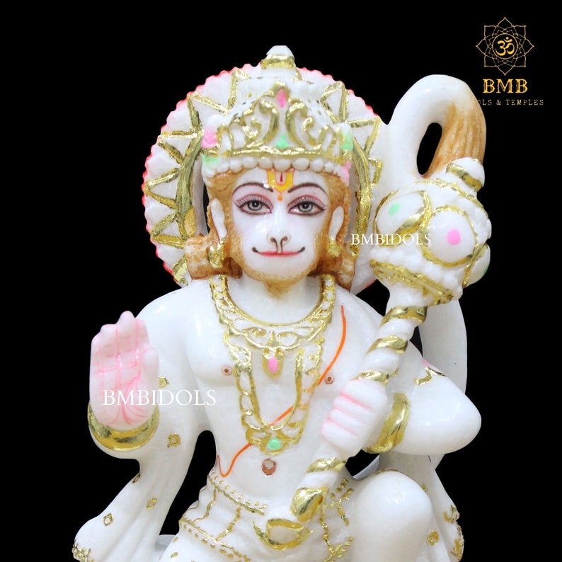 Hanuman Statue, Marble Hanuman Murti in Small in 9inch for Home and ...