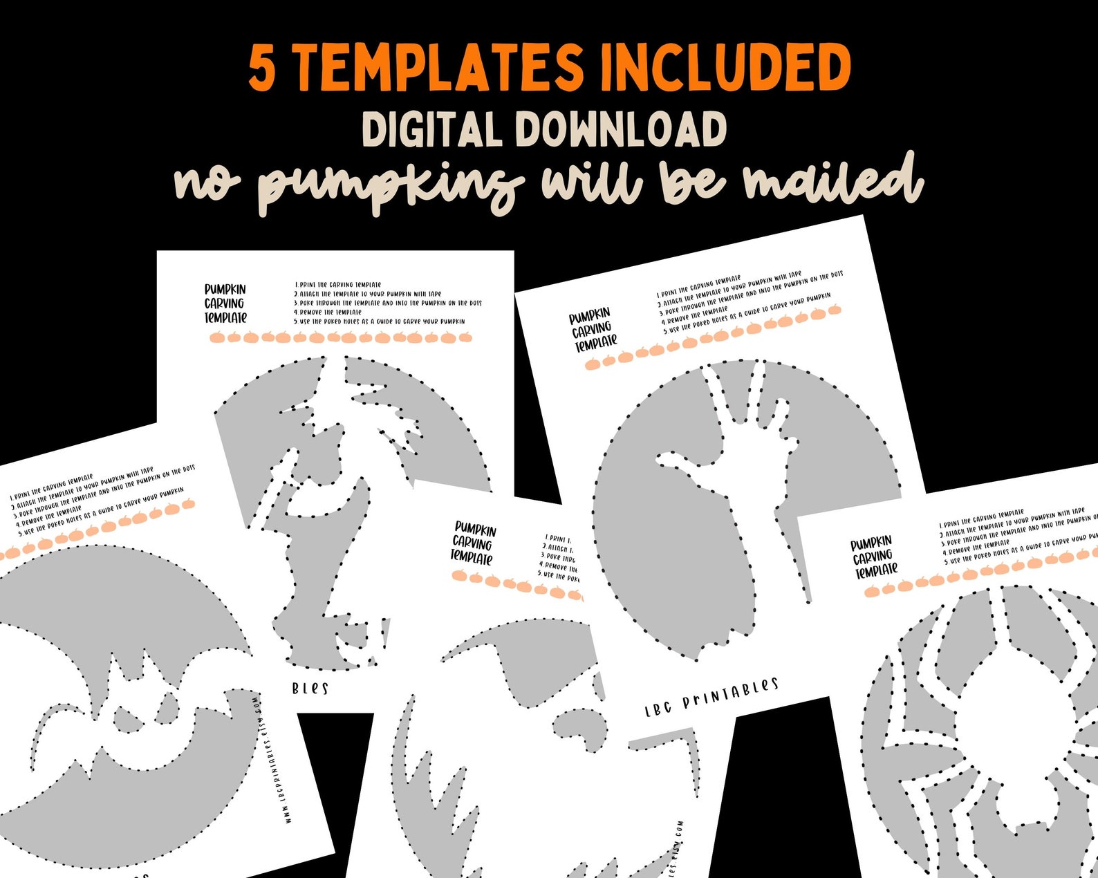 DIY Halloween Decor Pumpkin Carving Stencil Bundle (Download Now) - Etsy