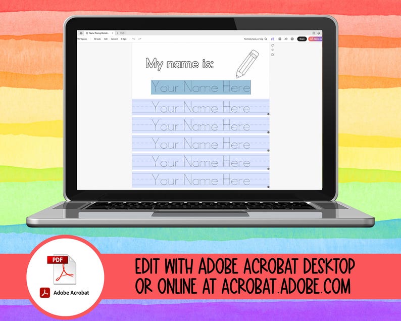 Editable Name Tracing Worksheet for Pre-k, Homeschool Printable (PDF ...