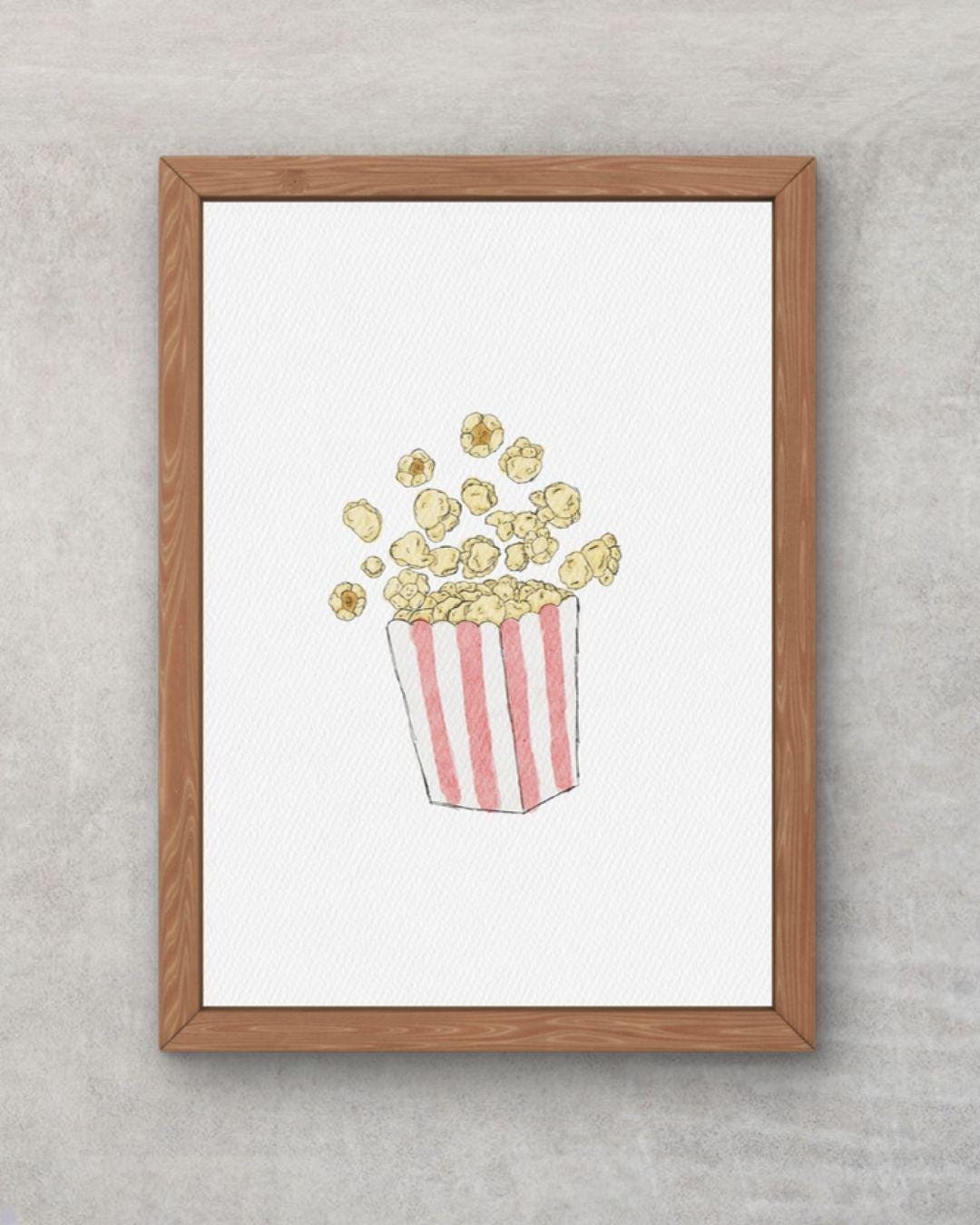Popcorn Watercolor Print Watercolor Wall Art Digital Download Prints ...