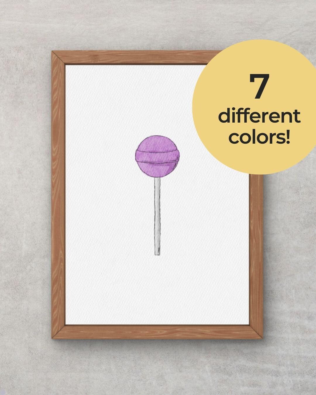 Lollipop Watercolor Print 7 Colors Watercolor Wall Art Digital Download ...