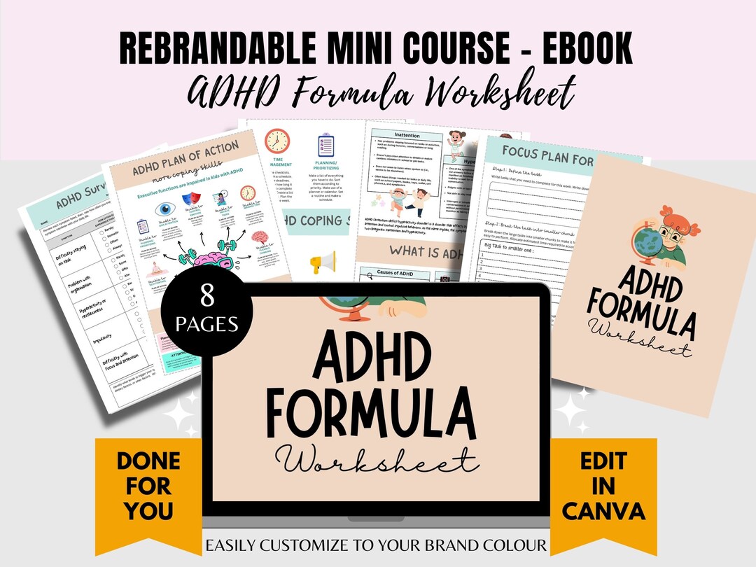 Coaching Program, ADHD Formula Worksheet, Done for You Ebook, Workbook ...