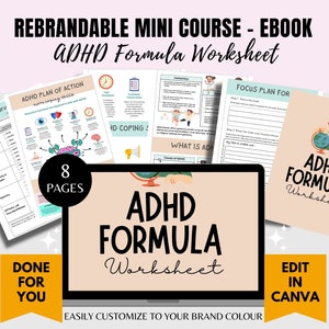Coaching Program, ADHD Formula Worksheet, Done for You Ebook, Workbook ...