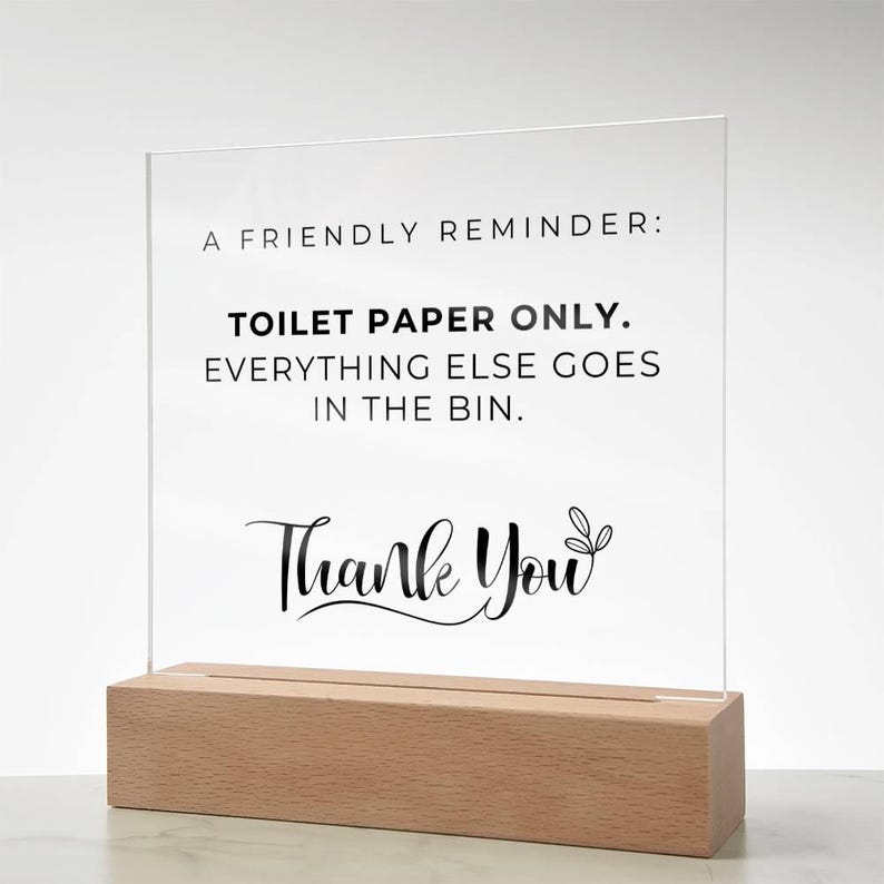 Sensitive Septic Sign - Only Flush Toilet Paper, Guest Reminder Plaque ...
